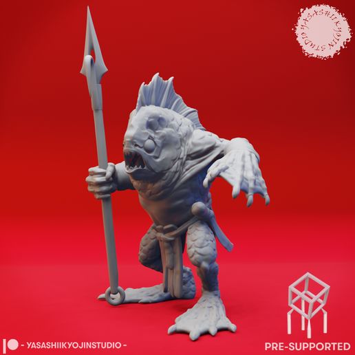 🎲 Kuo-Toa - Spear - Tabletop Miniature (Pre-Supported)・ 3D File for 3D ...
