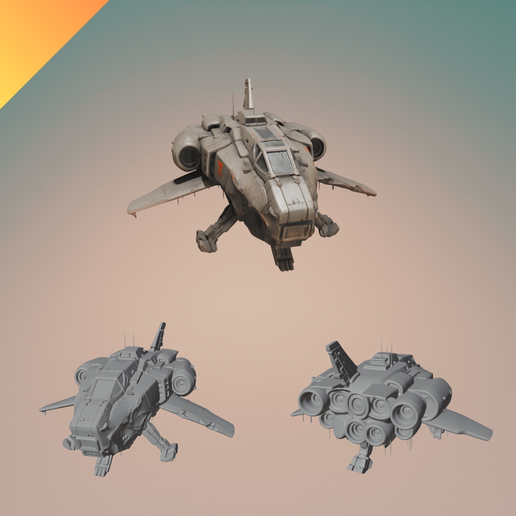 🚀 Weathered Sci-Fi Dropship – STL and GLB Files for 3D Printing・ STL ...
