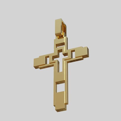Modern Geometric Cross Pendant free 3d model・Free 3D File for 3D ...