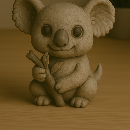 🐨 Cute Koala 3D Model – Cartoon Koala Figurine STL with Eucalyptus ...