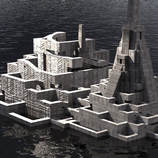 🏙️ Aztec Ritual Mazes With Pyramid 2・ OBJ File for ・Cults