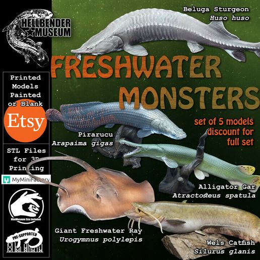 3D file Freshwater Monsters Giant Fish Multipack 🐠 ・3D printing idea to ...