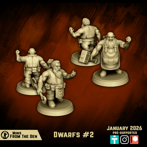 🪨 Dwarfs 3・ 3D File for 3D printing・Cults
