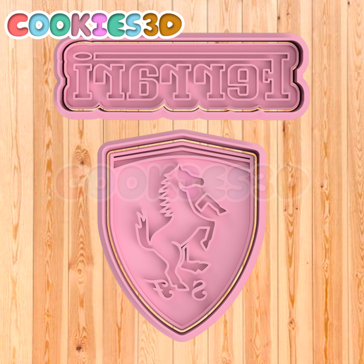 🍪 Ferrari cookie cutter shield + text - Formula 1 Cookies・ STL File for ...