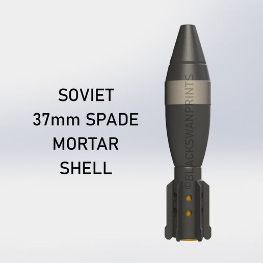 🐚 WW2 Soviet 37mm Spade Mortar Shell・ 3D File for 3D printing・Cults