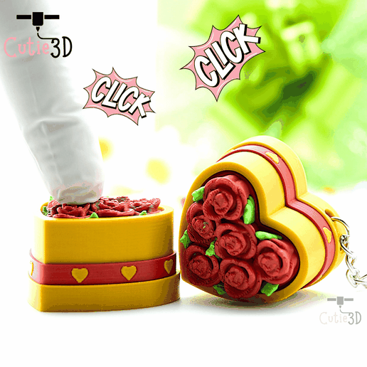 🌹 Cutie3D Valentine Rose Box Keycap Fidget Clicker Keychain - Cute ...
