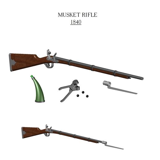 🔫 MUSKET RIFLE and GUN EQUIPMENT・ STL File for 3D printing・Cults