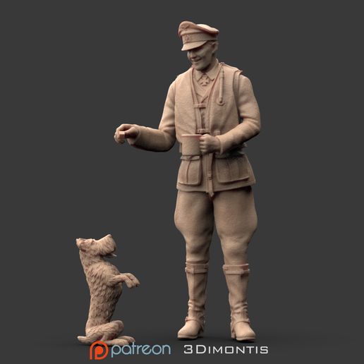 🧑‍ ️ Pilot LUFTWAFFE ww2 and dog・ STL File for 3D printing・Cults