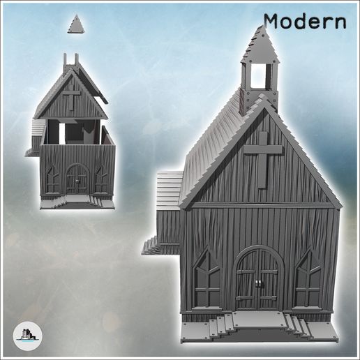 🤠 Post-apocalyptic western chapel with bell tower and armored metal ...