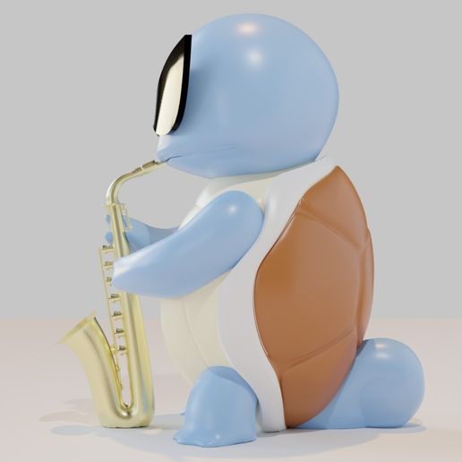 🎷 Pokémon Squirtle Saxophone・Arquivo STL para Impressão 3D・Cults