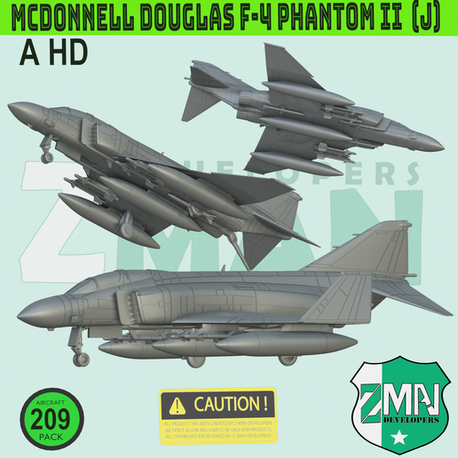 👪 McDonnel F-4 Phantom II (3 IN 1) V7 (FAMILY PACK)・ STL File for 3D ...