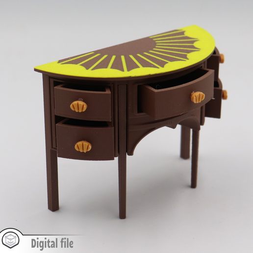 3D file 1:12 miniature Sideboard Early 19th C. English Inlaid mono ...