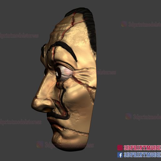 💰 Money Heist Dali Mask Dark - Cosplay Helmet - Halloween Costume・Free ...