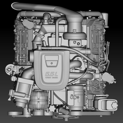 💭 Silverado 2500 6.6L V8 Turbo Diesel Engine 3D printable Model – 1/24 ...