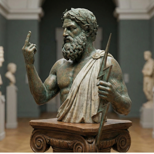 👤 Zeus Bust – Defiant Middle Finger Pose | Mythology Inspired 3D ...