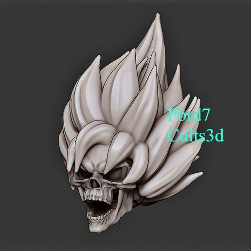 💀 GOKU DRAGONBALL SKULL・ STL File for ・Cults