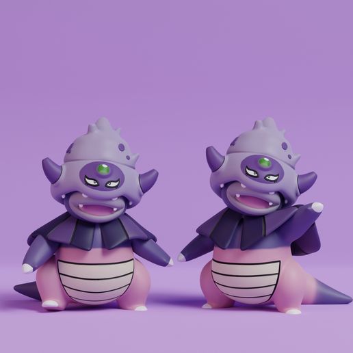 STL file Pokemon - Galarian Slowpoke, Slowbro and Slowking with 2 poses ...