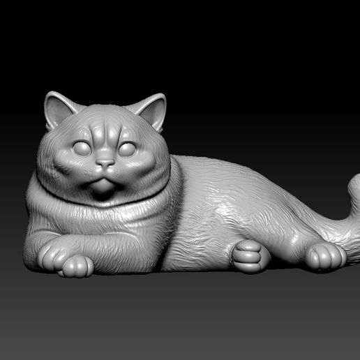 🐱 Fat Cat lying down model - 3D print・ 3D File for 3D printing・Cults