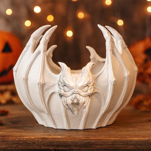 🎃 Halloween Vampire Bat Basket STL File – Gothic 3D Print Decor with No ...