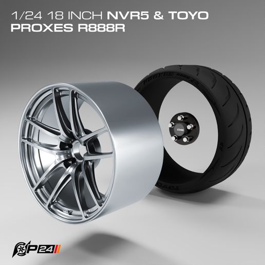 🛞 1/24 18-inch Enkei NVR5 & Toyo Proxes R888R Combo・ STL File for 3D printing・Cults