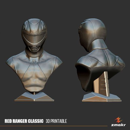 3D file Red Ranger Classic Bust - Fan Art 👤 ・3D printable design to ...