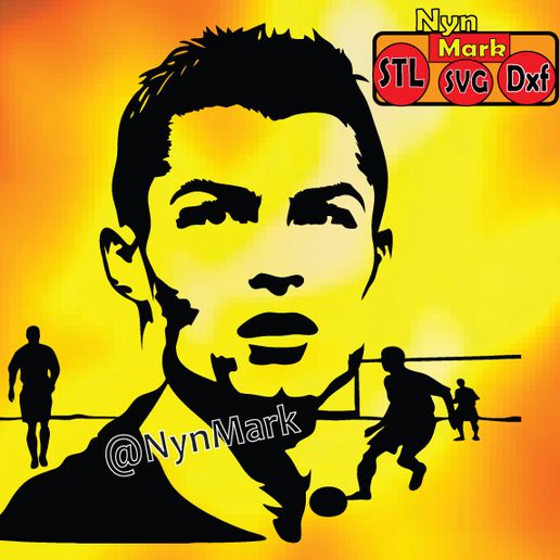 STL file Cristiano Ronaldo face, wall art, svg,stl,dxf file 🎨 (DXF and ...