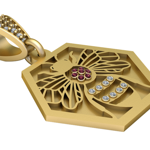 STL file Queen Bee Gold pendant 3d printable model 👸 (OBJ)・3D printable ...