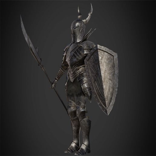 🛡️ Dark Souls Black Knight Full Armor Halberd and Shield for Cosplay ...