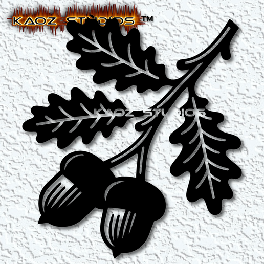 🎨 acorn branch wall art oak tree wall decor 2d art・ STL File for ・Cults