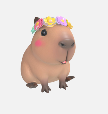 💐 Chibi Capybara 3D Model with Flower Crown・ OBJ File for 3D printing・Cults