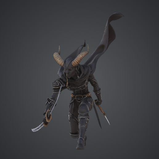 👽 Demon Assassin Rogue – Dual Blade Infernal Warrior・Free STL File for ...