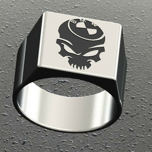 STL file BMW skull signet ring 💀 ・3D printer model to download・Cults