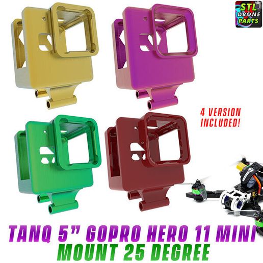 🖼️ TANQ 5" Frame By LetsFlyRC GOPRO HERO 11 MINI 25 DEGREE MOUNT・ STL ...