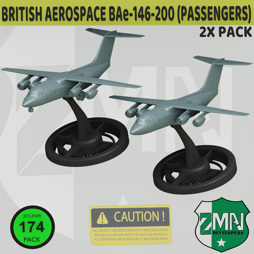 🛩️ BAe-146-200 (PASSENGER) V6・ STL File for 3D printing・Cults