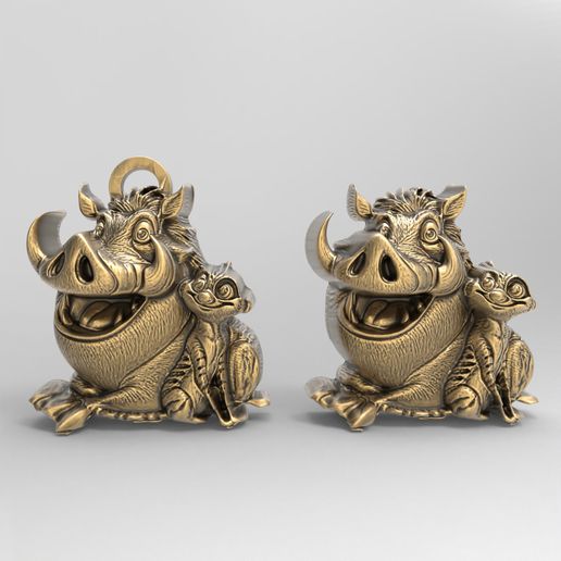 Stl File Timon And Pumbaa Keychain 🗝️ Obj ・3d Printer Design To