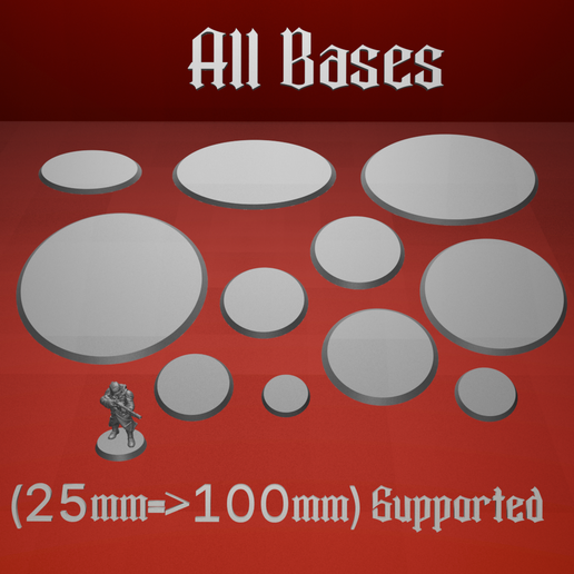 🎲 Bases / pedestal 25mm to 100mm Supported for tableTop, wargaming・ STL ...