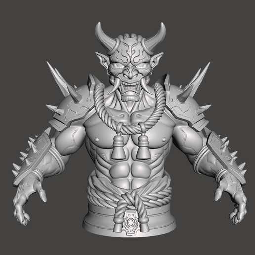 👤 Neo Oni Warlord Bust – Original Demonic Warrior Statue for 3D ...
