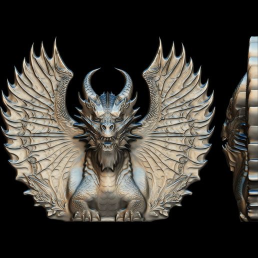 STL file Dragon Head Relief No11 3D print model 🐉 (OBJ)・3D printer ...