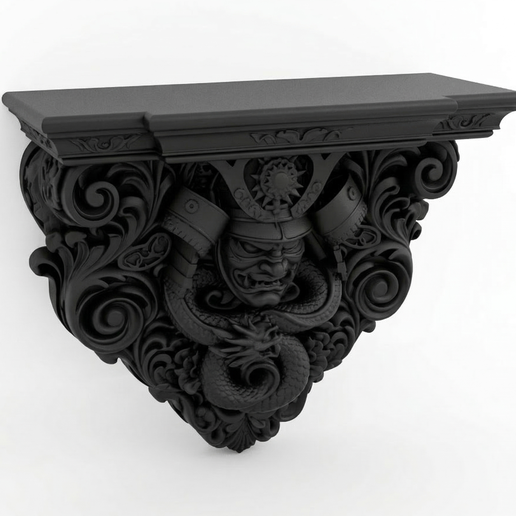🗡️ Samurai Oni Corner Shelf - Japanese Demon Wall Art・ STL File for 3D ...