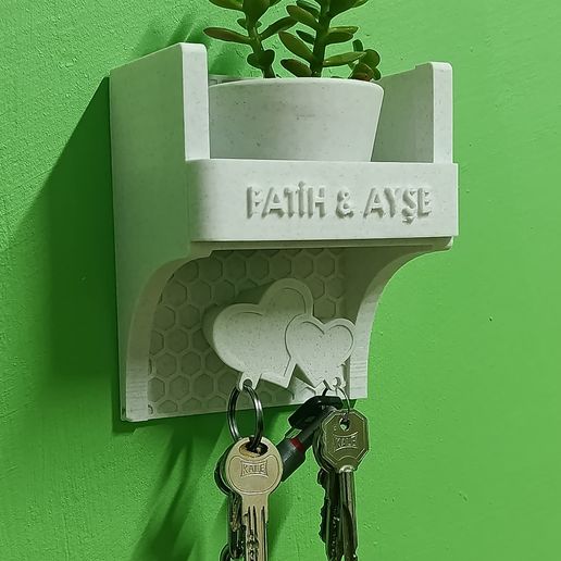 🔑 Decorative Wall Key Ring with Flower Pot・ STL File for 3D printing・Cults