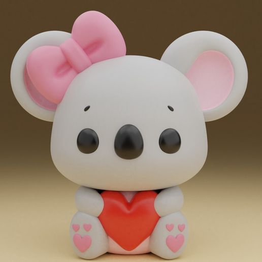 🐨 Valentine koala figure・ STL File for 3D printing・Cults
