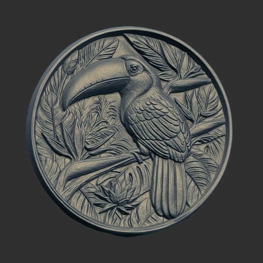 🖼️ relief carving of a toucan cnc model round frame・ STL File for 3D ...