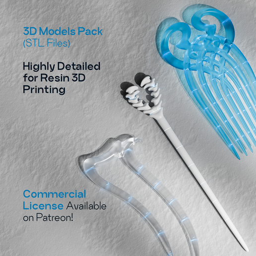 💇 Hair Accessory 3d Stl File, Hair Styling Clips Bundle, Digital 3d Stl ...