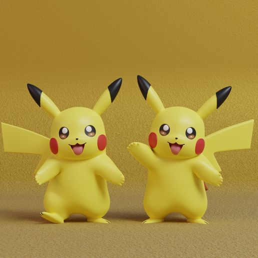 🐉 Pokemon - Pikachu with 2 poses・Archivo STL para ・Cults