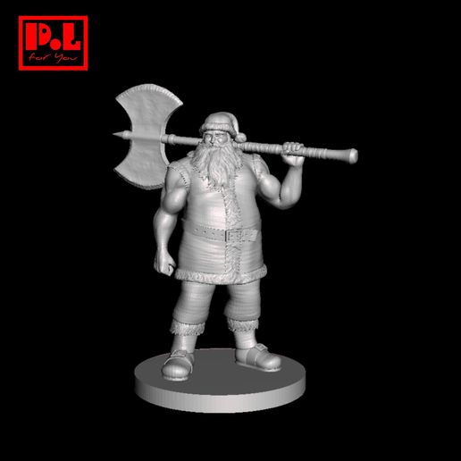 🎅 Santa Claus with an axe・ STL File for 3D printing・Cults