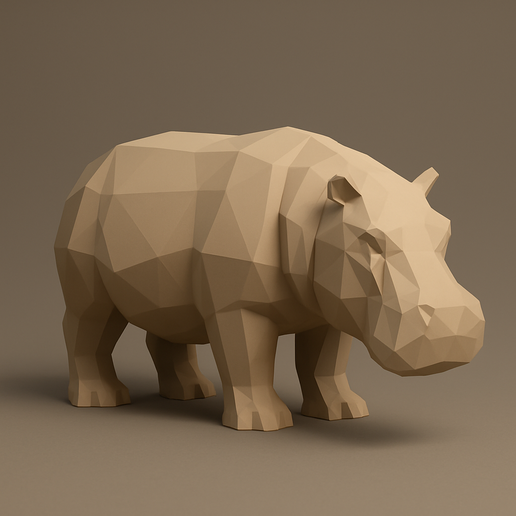 🦛 Low Poly Hippo・ STL File for 3D printing・Cults