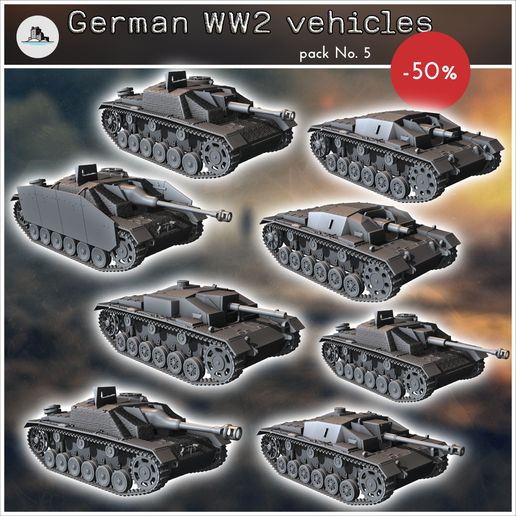🇩🇪 German WW2 vehicles pack No. 5 (StuG Sturmhaubitze III and variants ...