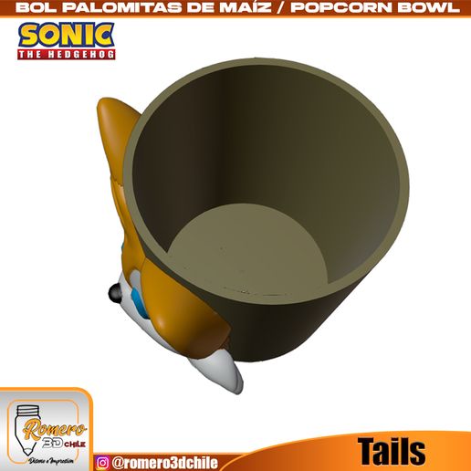 🍿 Popcorn Bowl Tails / Sonic The Hedgehog・ STL File for 3D printing・Cults