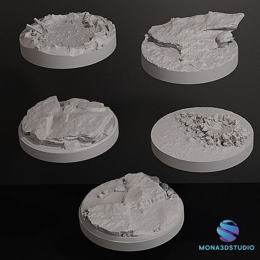 🎲 Rocky Bases STL Set for Miniatures – 25mm, 32mm, 40mm, 50mm – Scenic ...