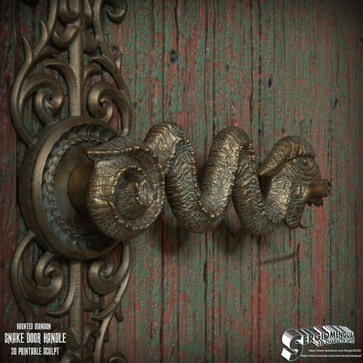 👻 Haunted Mansion Snake Door Handle 3D Printable Sculpt・ 3D File for 3D ...